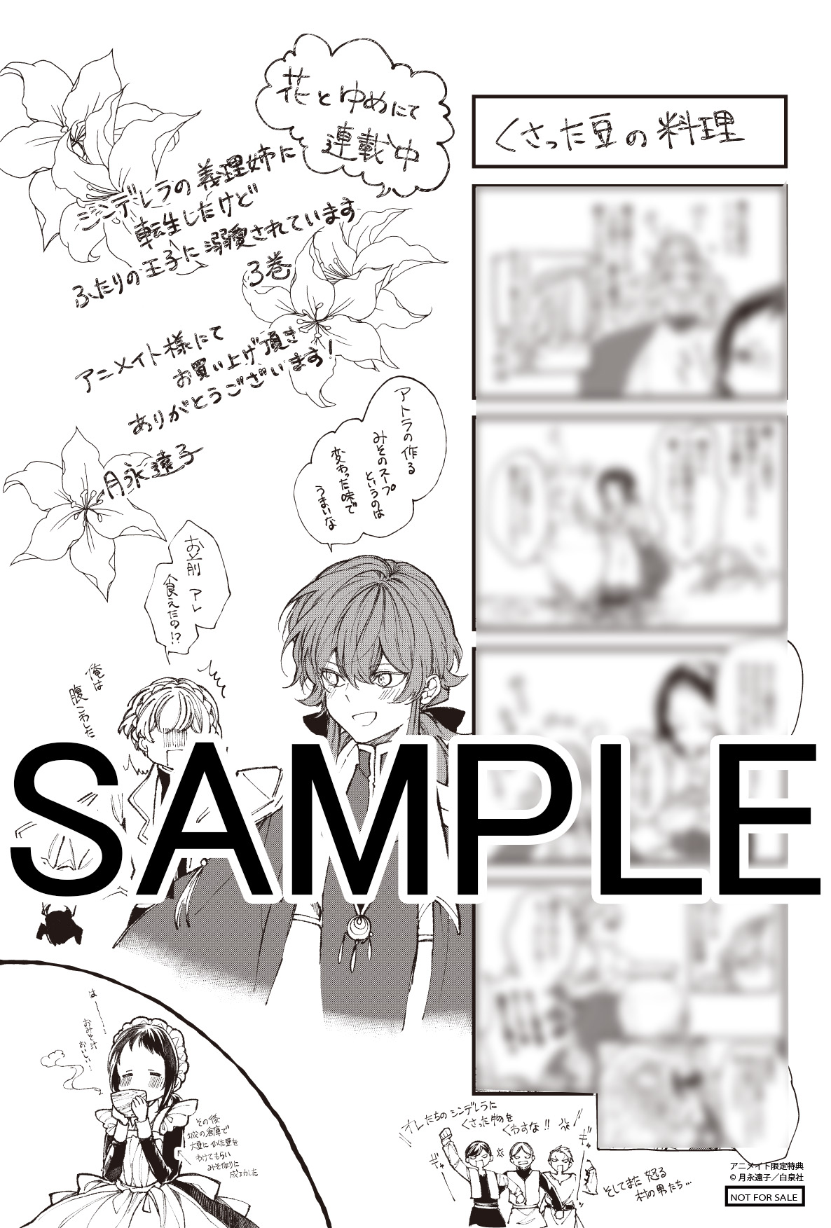 花とゆめコミックス「シンデレラの義理姉に転生したけどふたりの王子に溺愛されています」3巻（月永遠子）紙版特典情報白泉社